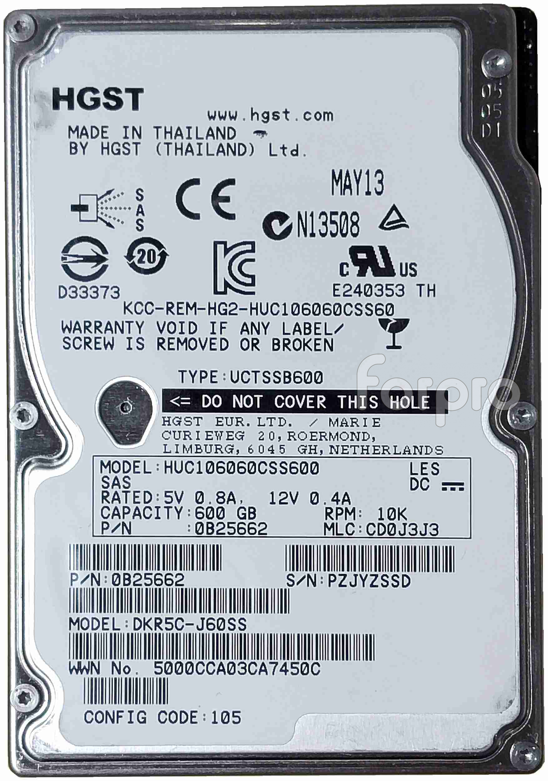 HDD 2,5”(SFF) 600GB HGST HUC106060CSS600 10K SAS - 111120 купить в Минске